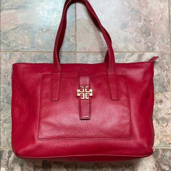 Tory Burch | Bags | Tory Burch Red Leather Tote Bag | Poshmark